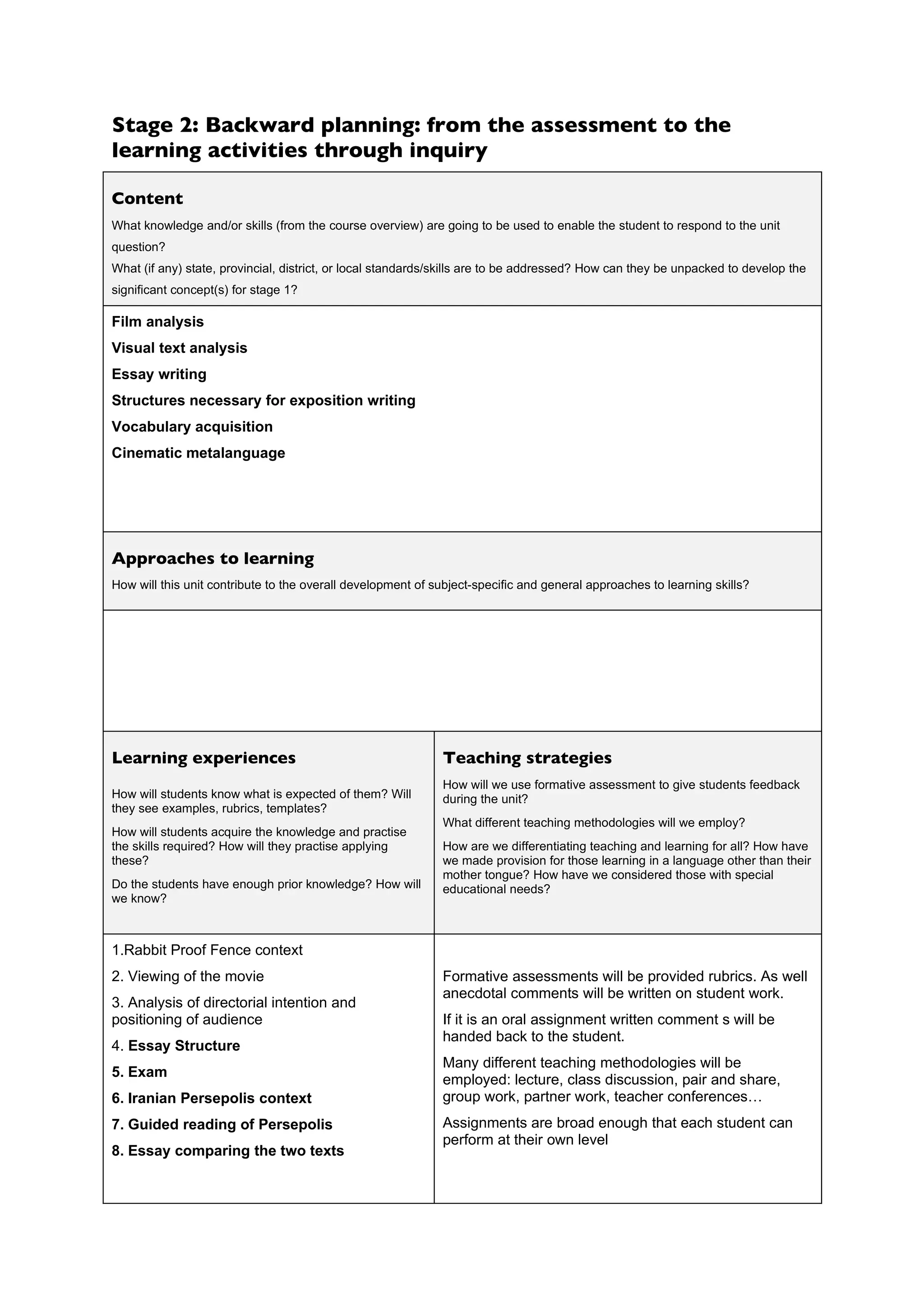 MYP Unit Planner - Discrimination | DOC