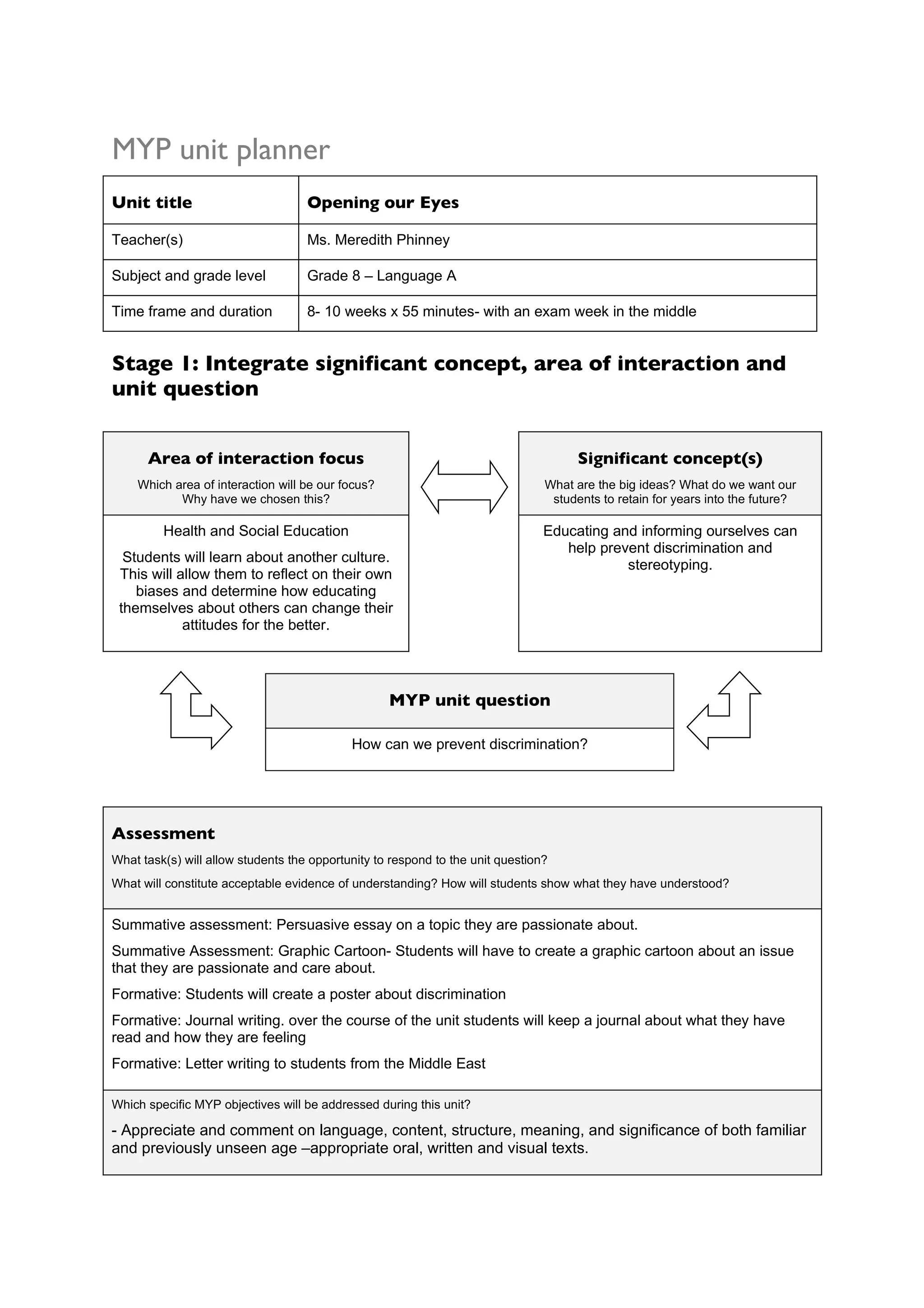 MYP Unit Planner persepolis | DOC