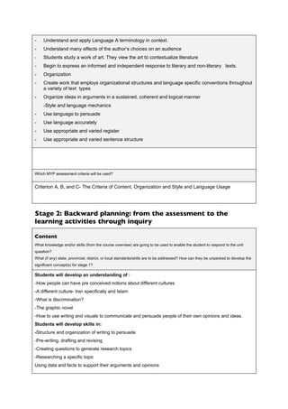 MYP Unit Planner persepolis | DOC