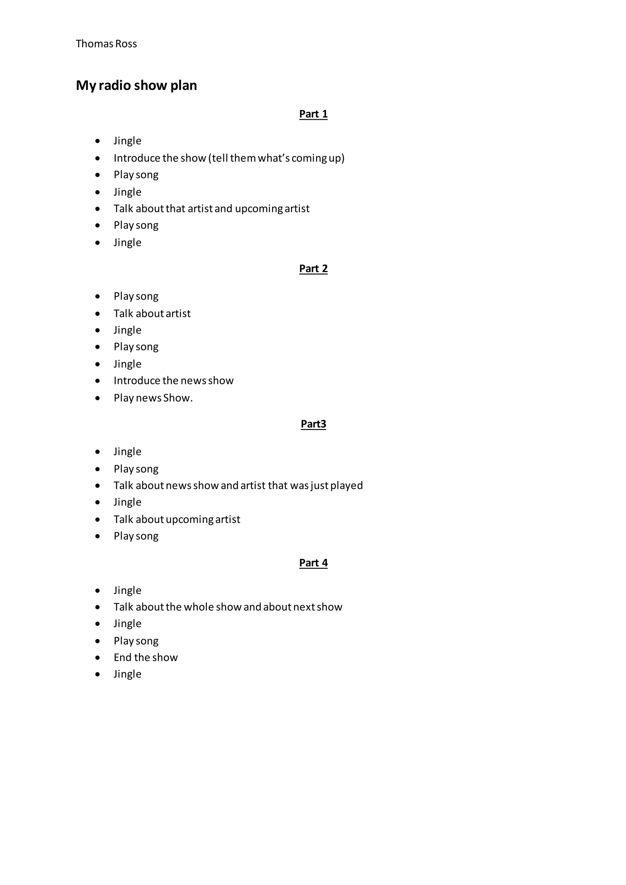 My radio show plan | DOCX