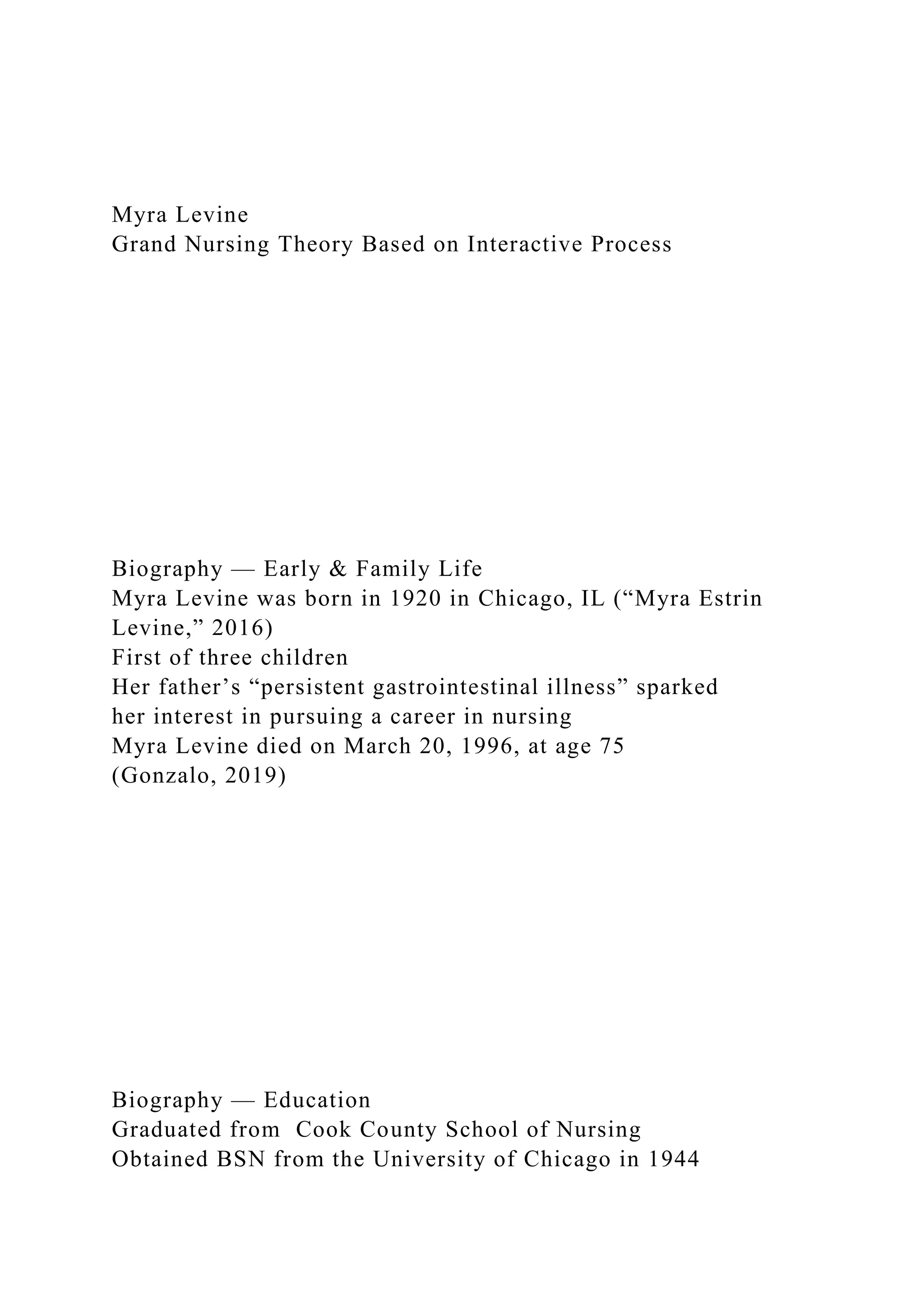 Myra LevineGrand Nursing Theory Based on Interactive Process.docx