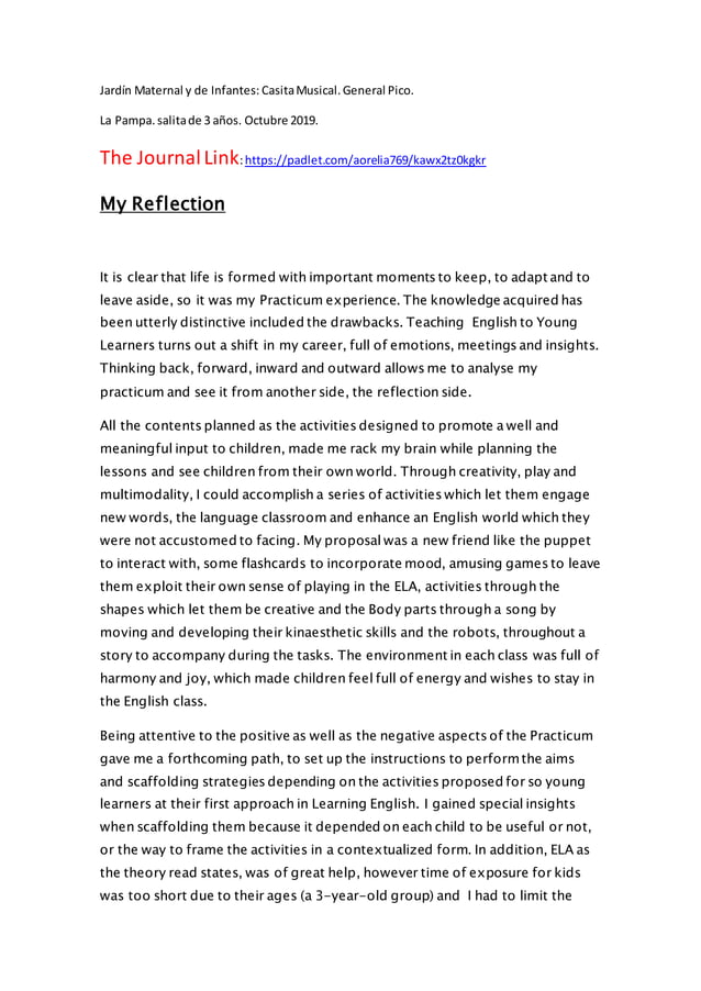 My reflection and journal practicum | PDF