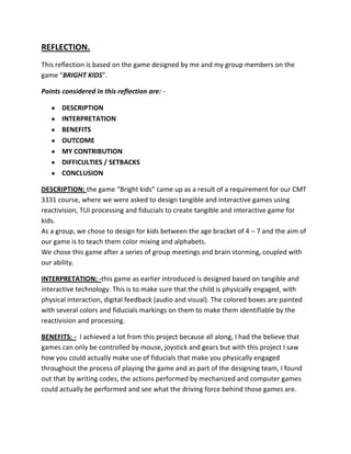 Game reflection | DOCX | Educational Video Games | Video Game Genres