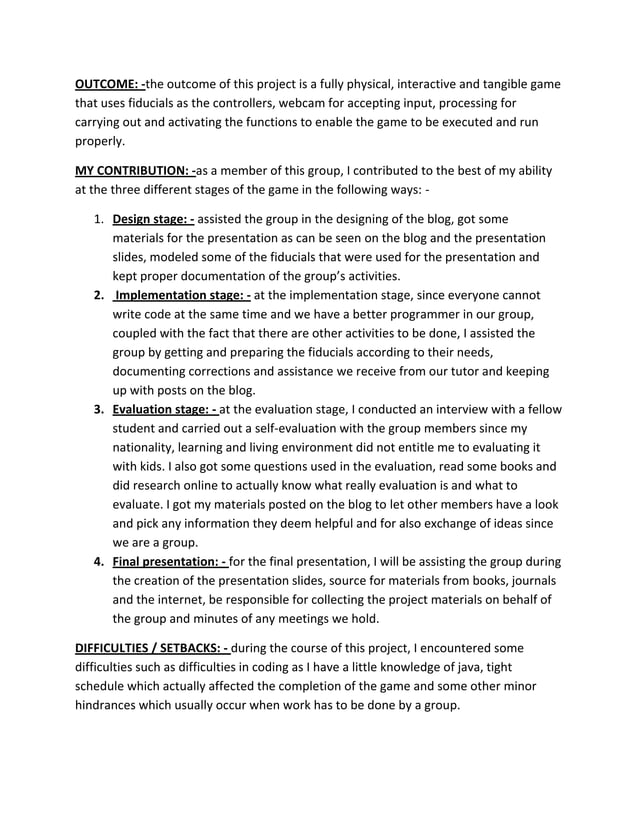 Game reflection | PDF