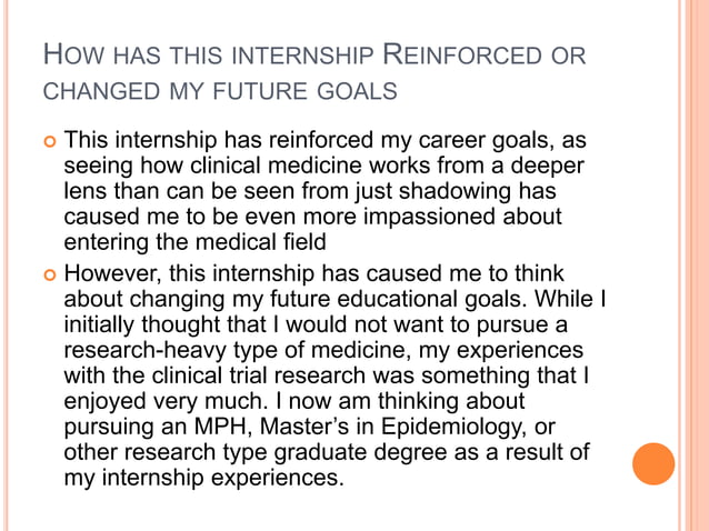 My reflections on my internship experiences | PPTX | Digestive ...