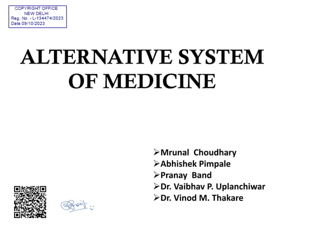 Alternative system of medicine | PPT
