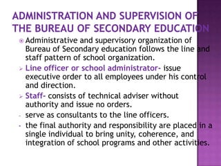 The Administration and Supervisory Of Bureau of Secondary Education | PPTX