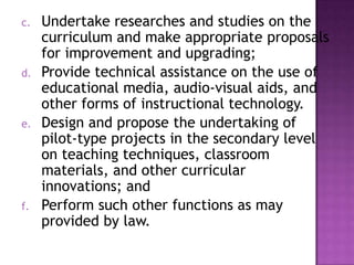 The Administration and Supervisory Of Bureau of Secondary Education | PPTX