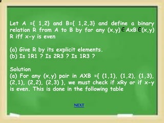Relations in Discrete Math | PPTX