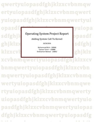 Adding System Call to Kernel | DOCX