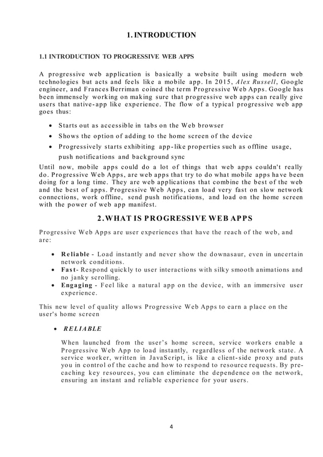 progressive web app | DOCX | Web Development | Internet