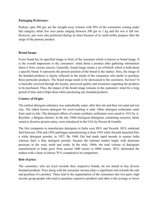 Market Research on Consumer Preference towards Detergent Sector | DOC