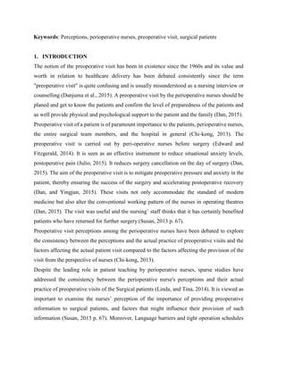 PERCEPTIONS OF PERIOPERATIVE NURSES TOWARDS THE PREOPERATIVE NURSING ...