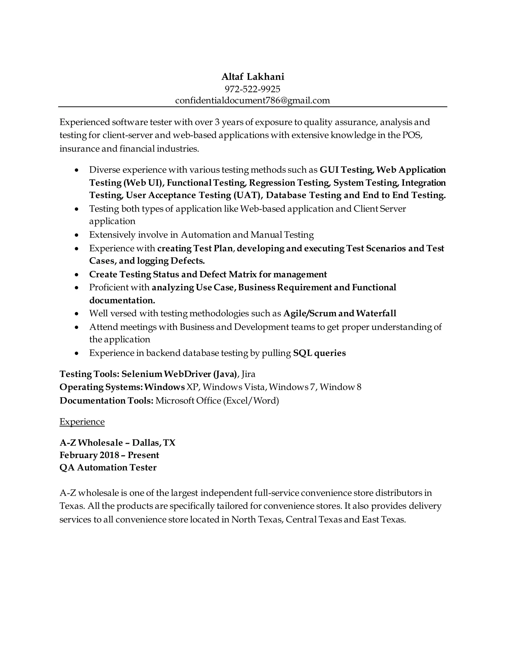 My resume selenium | PDF