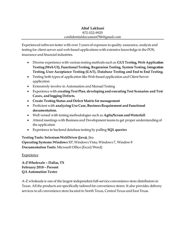 My resume selenium | PDF