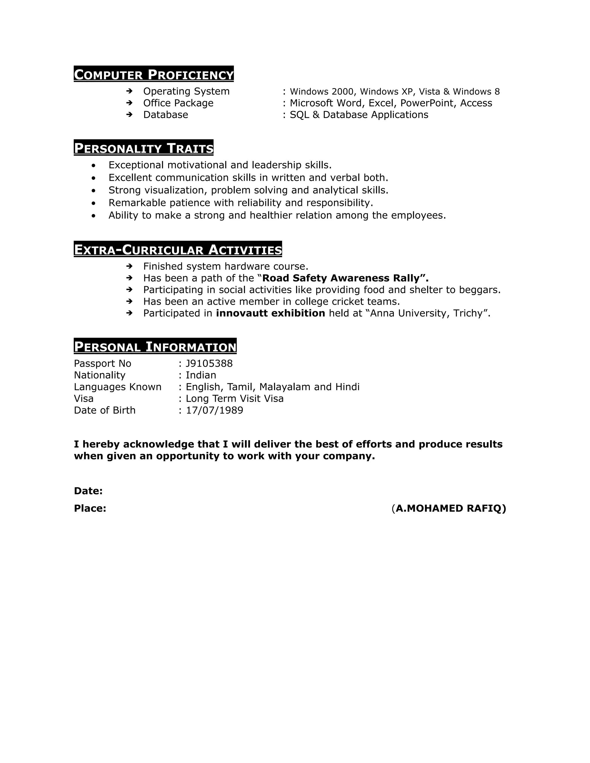 My resume banks | DOC