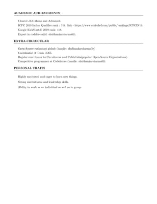 shubhankar's resume | PDF