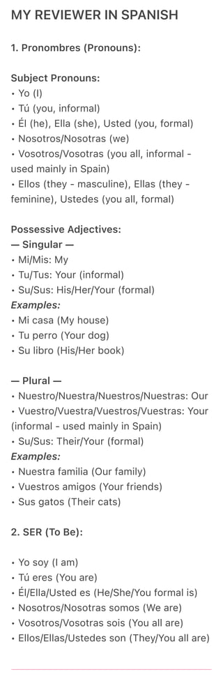 Spaning pronouns reviewer learning guide | PDF