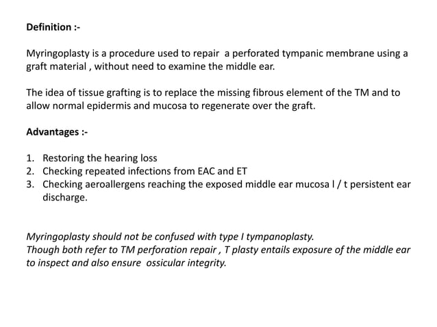 Myringoplasty ppt | PPTX