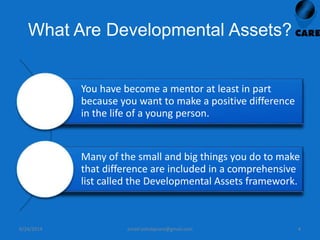 My role as a mentor and the developmental assets | PPT