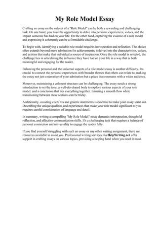 My Role Model Essay. My role model is my grandfather Free Essay Example ...