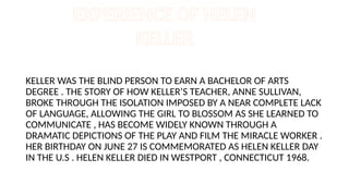 Helen Keller as a role model. Story,Achievement, Experience ...