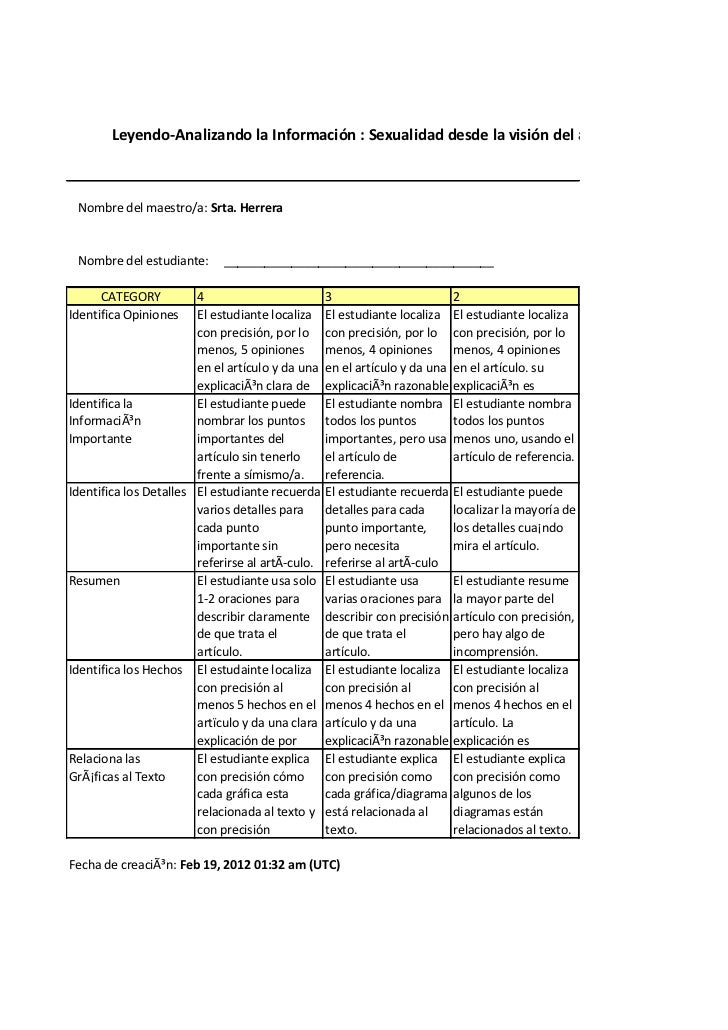 My Rubric Sex