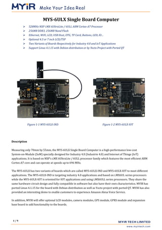 MYS-6ULX Single Board Computer for Industry 4.0 and IoT Applications | PDF