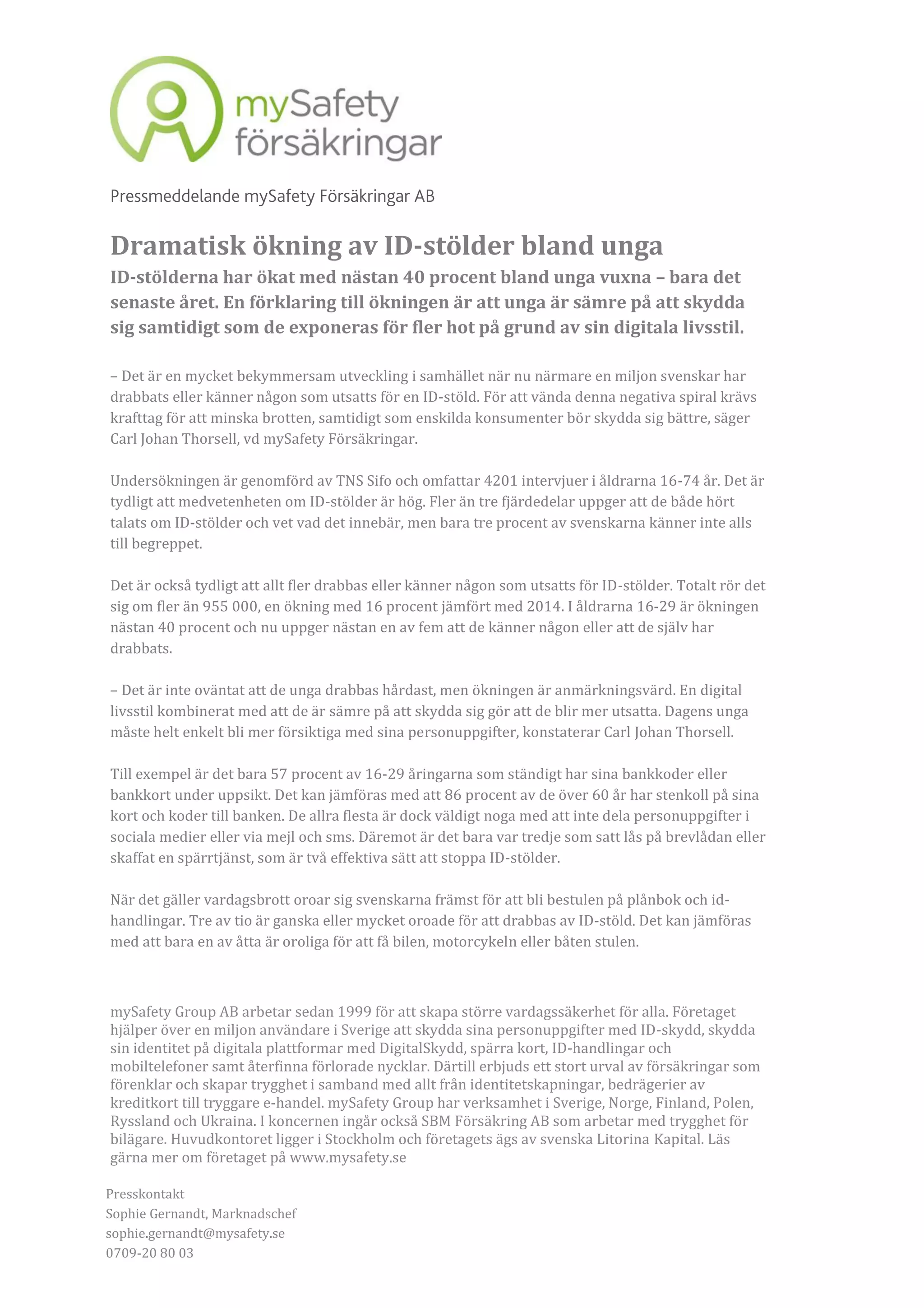 mySafety: ID-stölder ökar bland unga | PDF