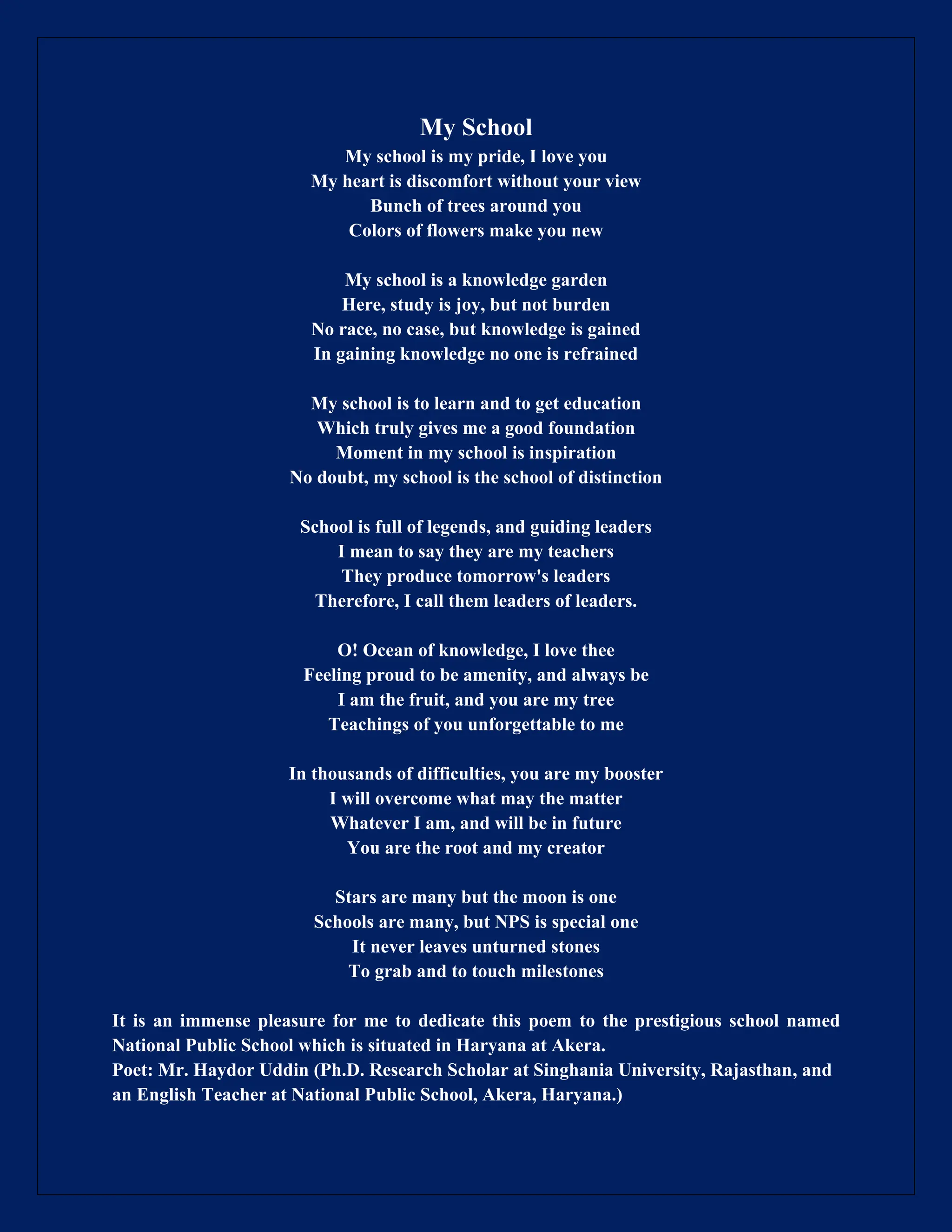 My School poem | PDF