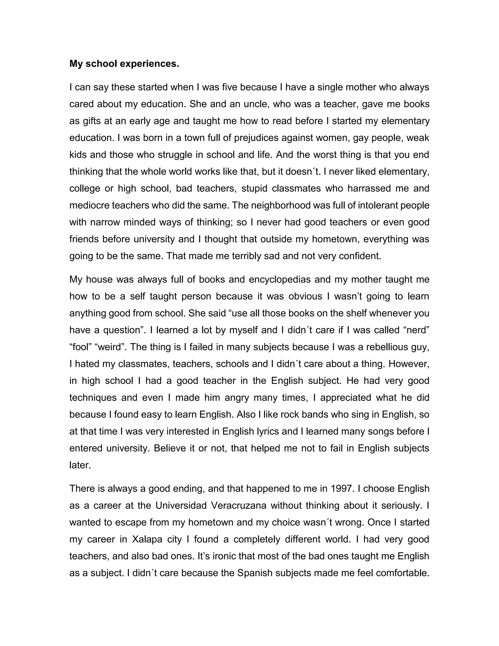 My school experiences | PDF