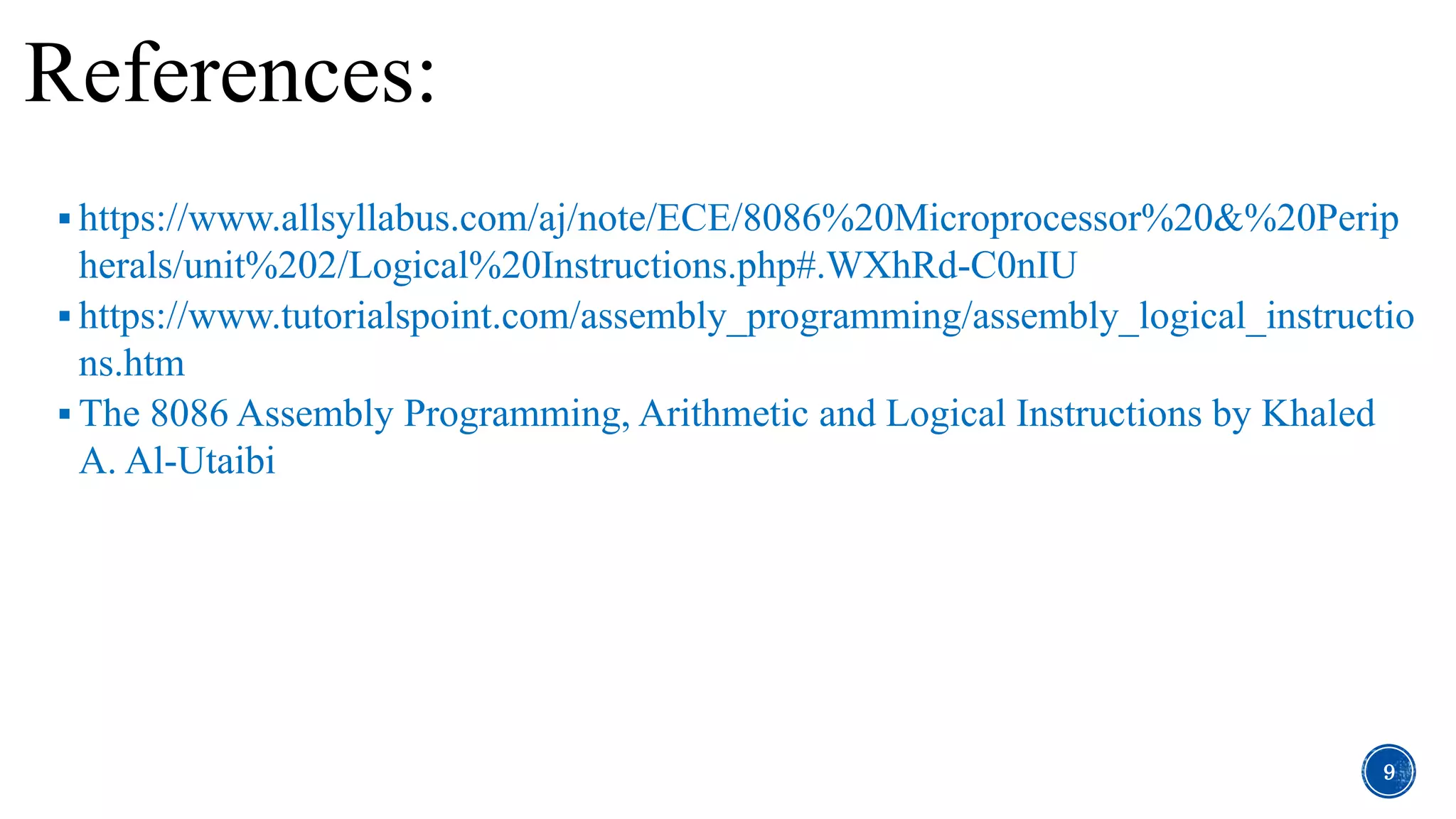 Logical Instructions used in 8086 microprocessor | PPTX