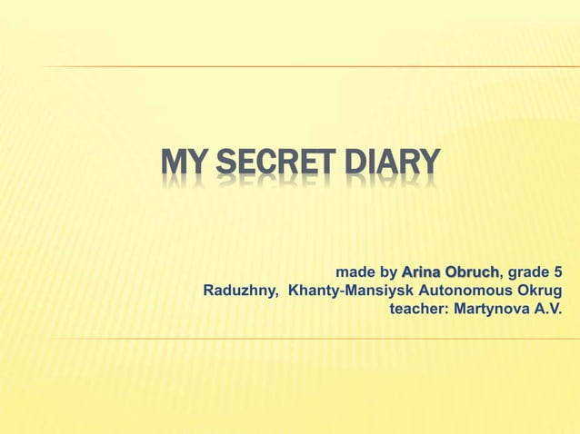 My secret diary | PPTX