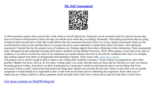 My Self Assessment | PPT