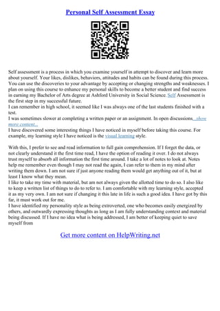 Myself Essay | PDF