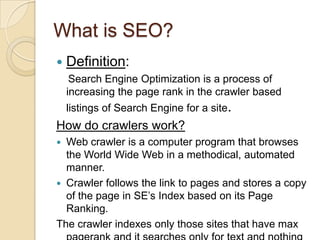 Search Engine Optimization(Google) | PPTX | Search | Internet