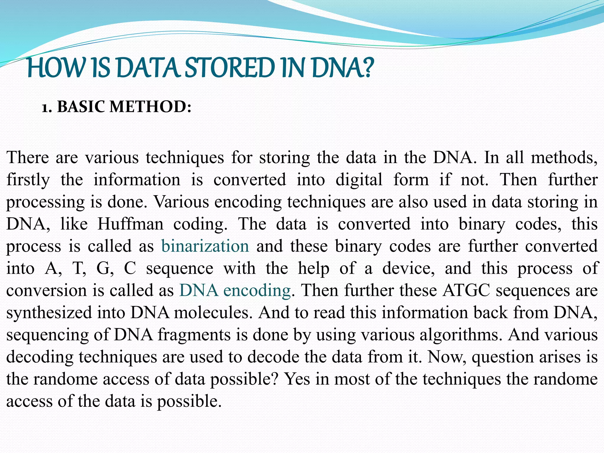 Data Storage in DNA | PPTX
