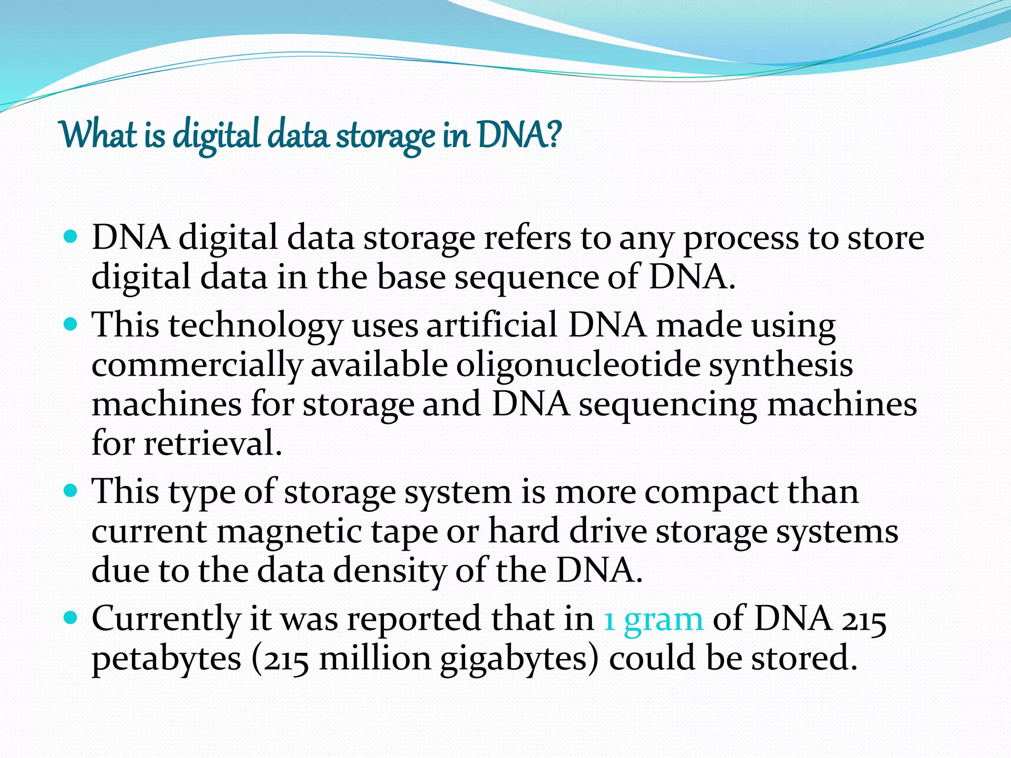 Data Storage in DNA | PPTX