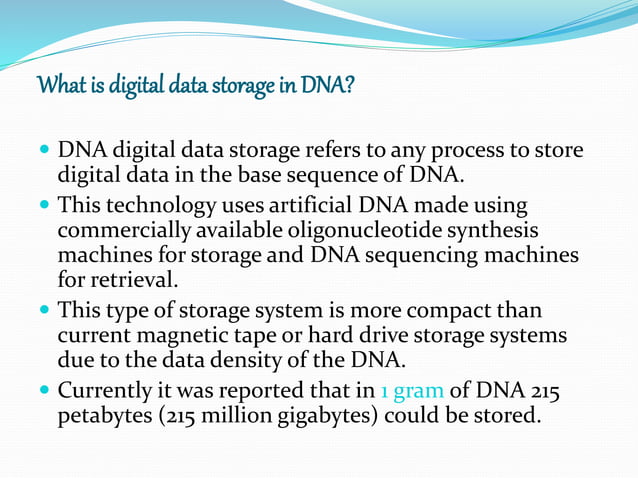 Data Storage in DNA | PPT