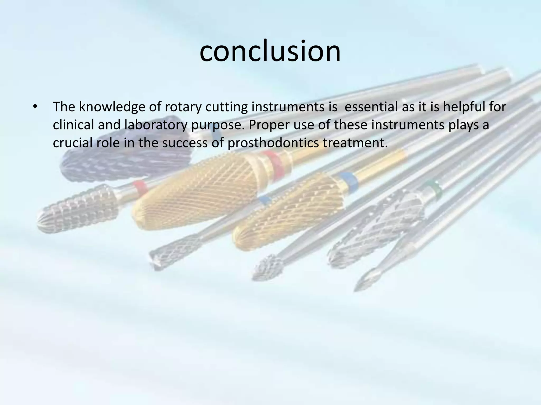 Rotary Cutting Instruments in Fixed & Removable Prosthodontics | PPTX