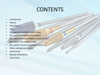 Rotary Cutting Instruments in Fixed & Removable Prosthodontics | PPTX