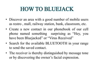 My seminar on bluejacking | PPTX