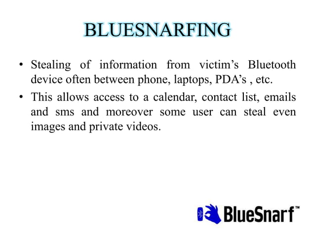 My seminar on bluejacking | PPTX | Smartphones | Consumer Electronics