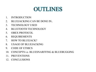 My seminar on bluejacking | PPTX