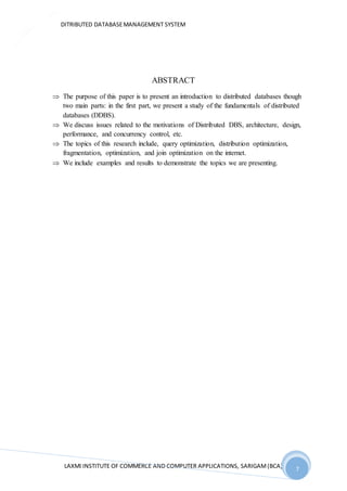 My seminar on distributed dbms | PDF