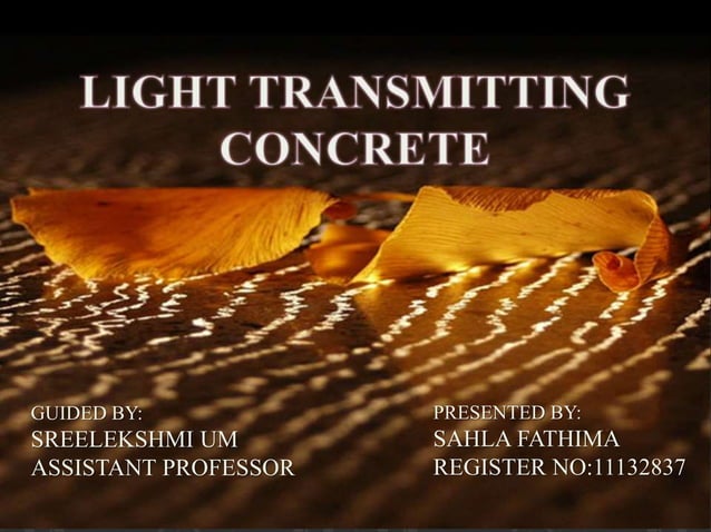 Light transmitting concrete | PPTX