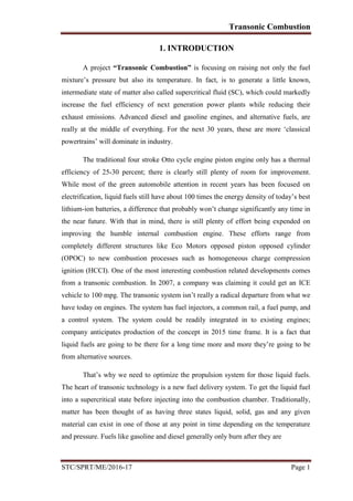 Transonic Combustion Seminar Report | PDF