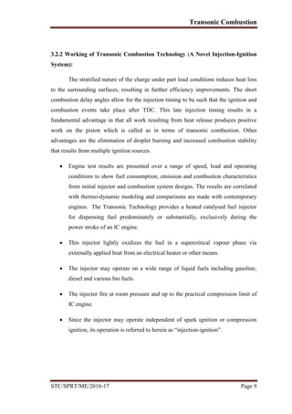 Transonic Combustion Seminar Report | PDF