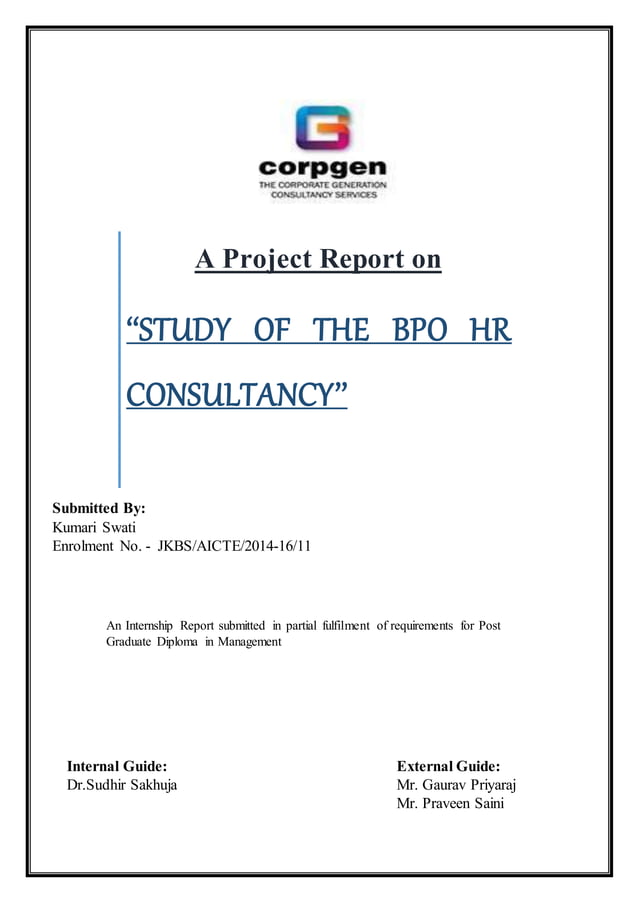 Project Report on Study Of BPO HR Consultancy | DOCX