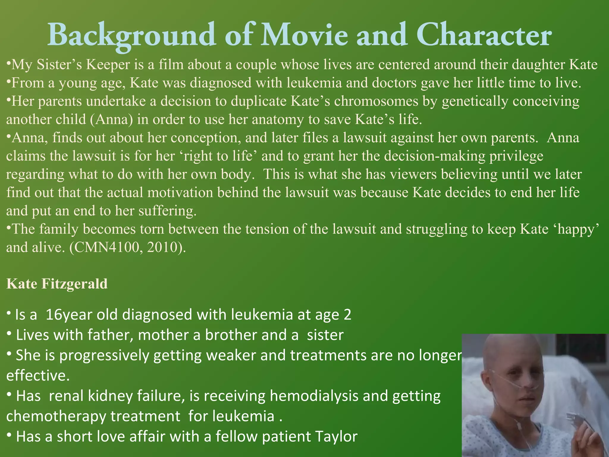Movie Character Health Assessment "My Sisiter's Keeper" | PPT